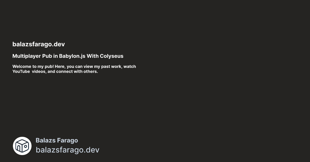 Multiplayer Pub in Babylon.js With Colyseus